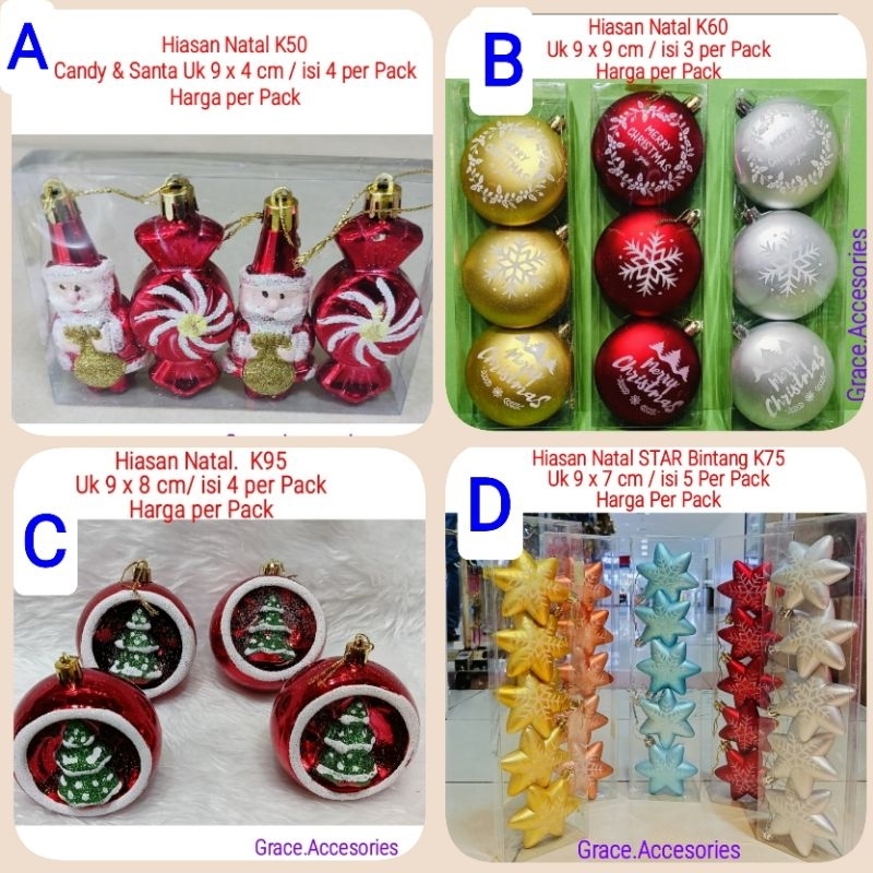 Christmas tree accessories, Christmas tree ball bell chains | Shopee ...