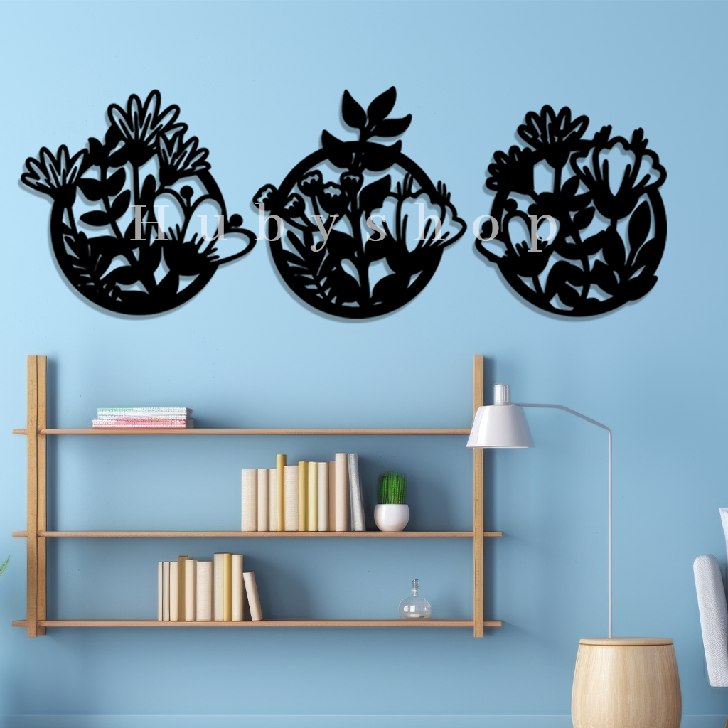 HIASAN DINDING KAYU Wooden Wall Decoration with Floral Motifs Aesthetic ...