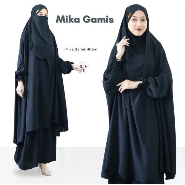Mika Gamis french khimar set plain skirt muslim syar'i veil set Hajj ...