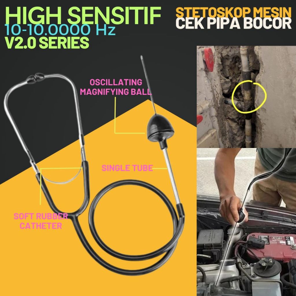 MESIN Super Sensitive Motorcycle Car Engine Stethoscope 10HZ - 10,000 ...