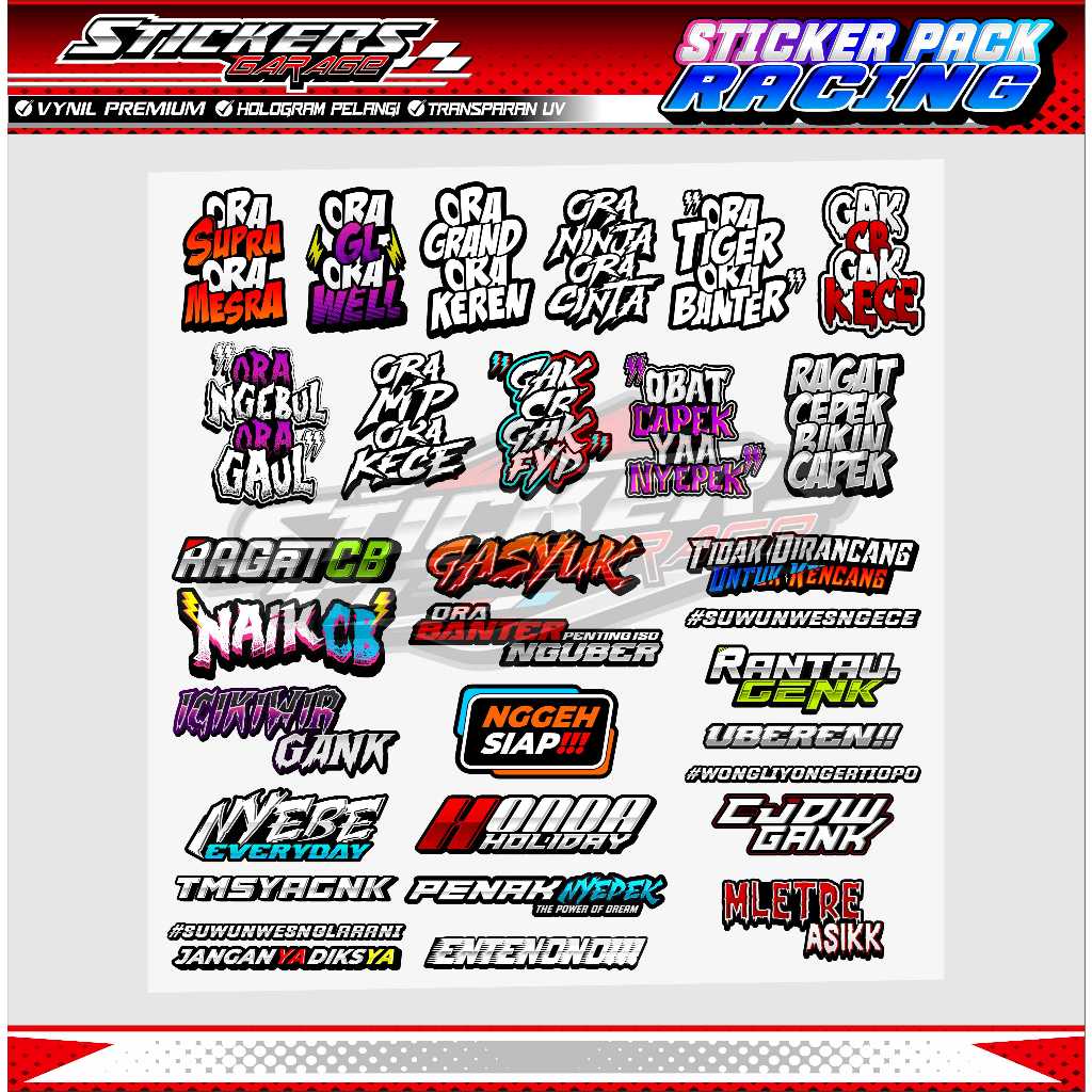 Racing WORDS PACK STICKER / VIRAL WORDS PACK STICKER / LATEST WORDS ...