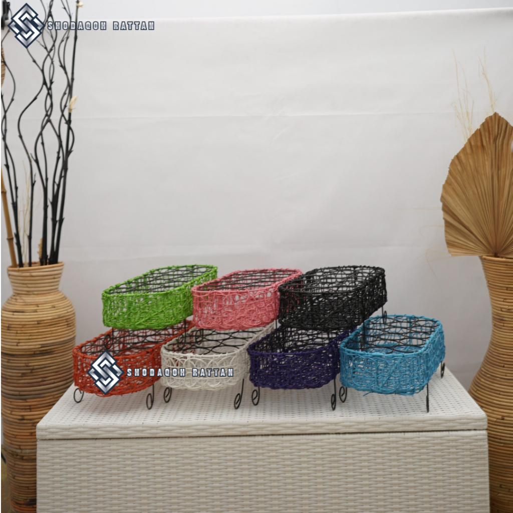 Synthetic Rattan Mineral Glass Aqua Basket with 16 Holes Storage Box ...