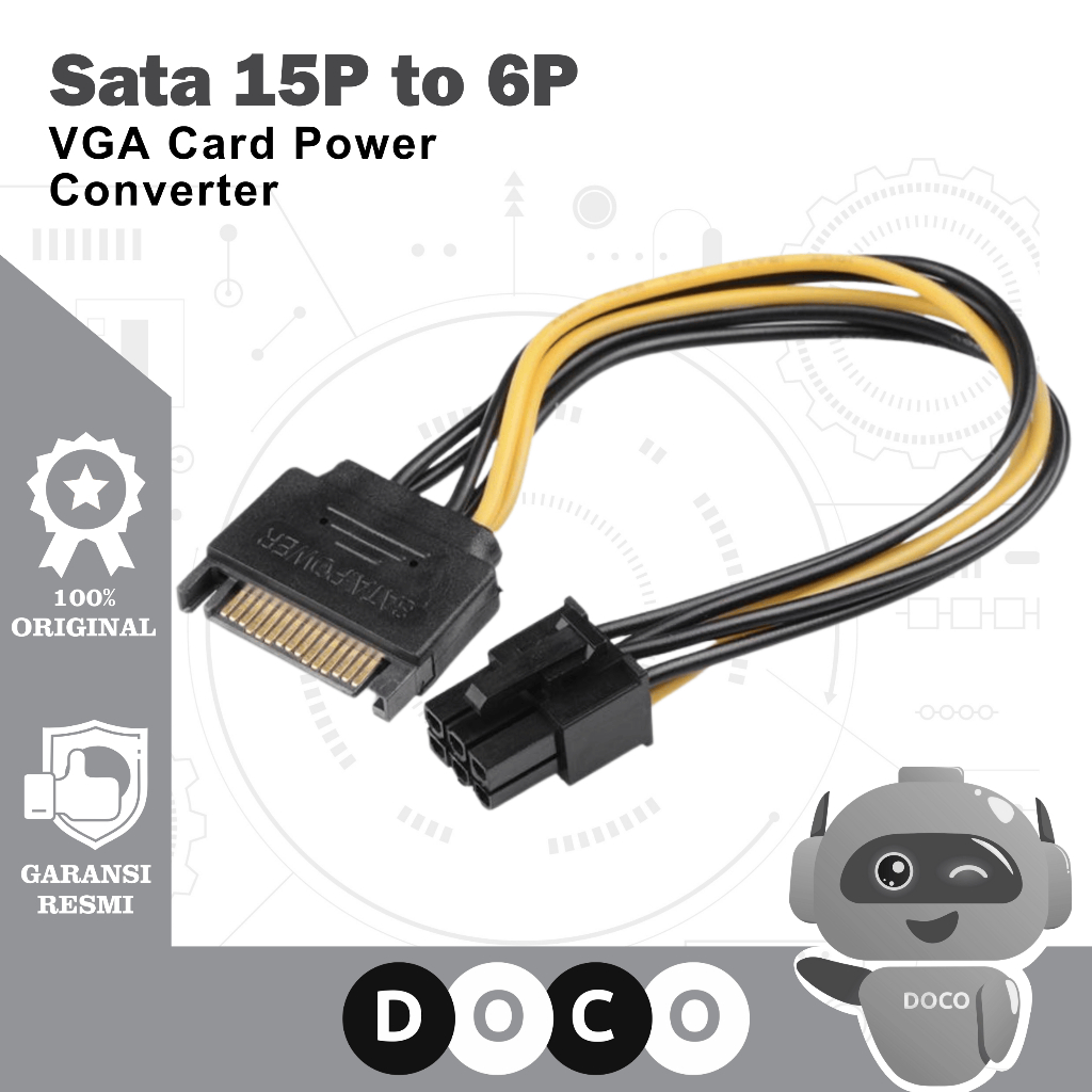 Power CABLE Adapter SATA 15 PIN TO 6 PIN female PCI-Express VGA CARD ...