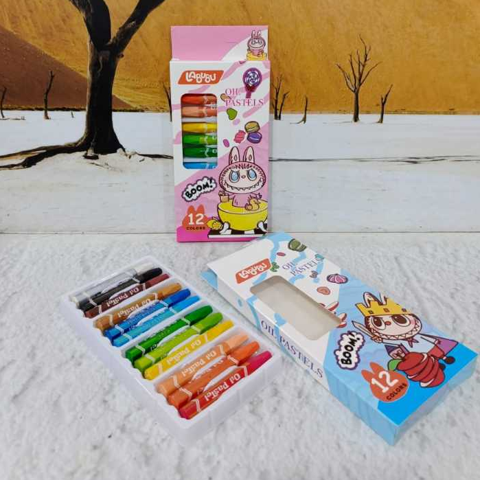 CRAYON 12 colors FANCY cute characters/oil pastels LABUBU crayons ...