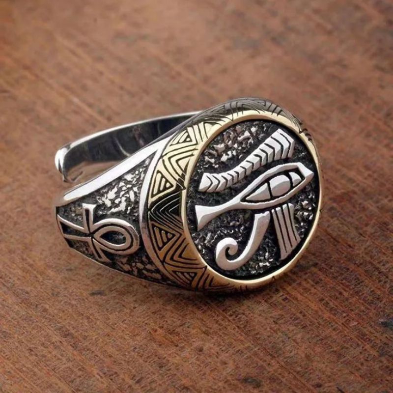 MATA Vintage Ring with Ancient Egyptian Symbol Motif "Eye of the God of ...