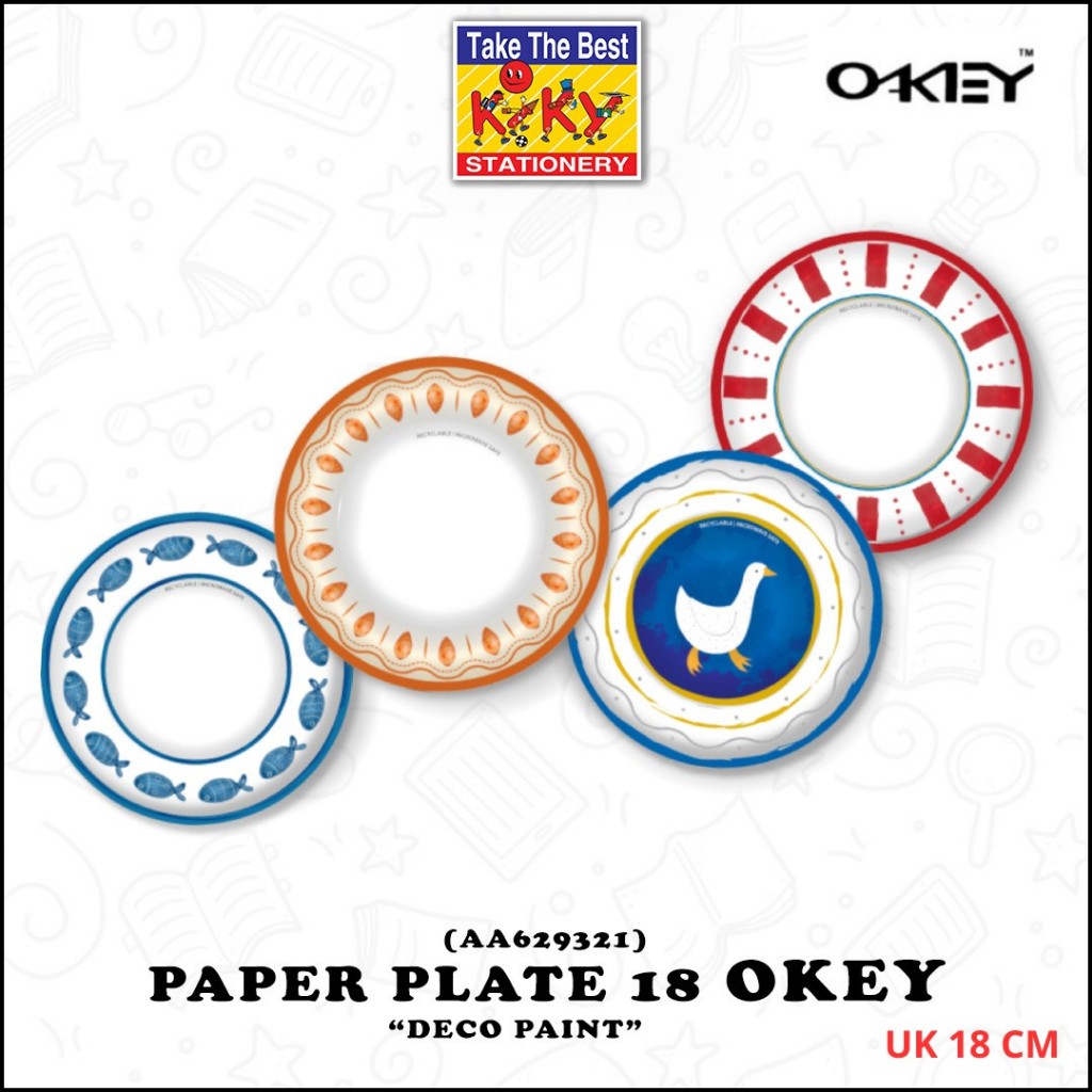 Paper Plate Paper Plate Motif 18 cm Contains 50 pcs OKEY | Shopee Malaysia