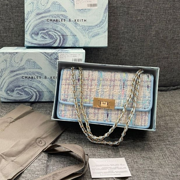 Ck metallic push lock tweed bag giftset includes box | Shopee Malaysia