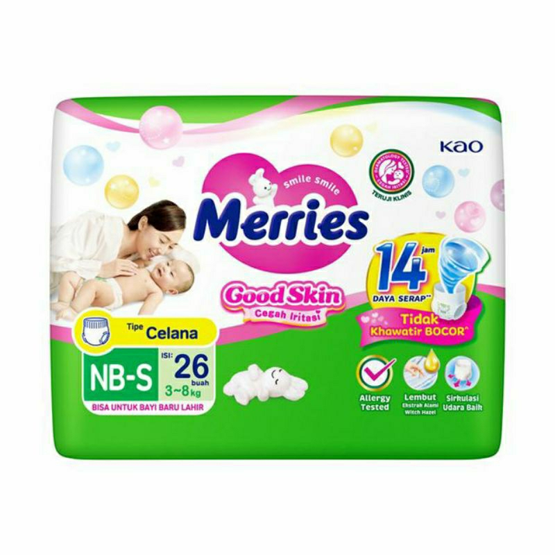 Pampers Diapers Merries Good Skin Baby Diapers NB-S 26 / M34 / L30 ...