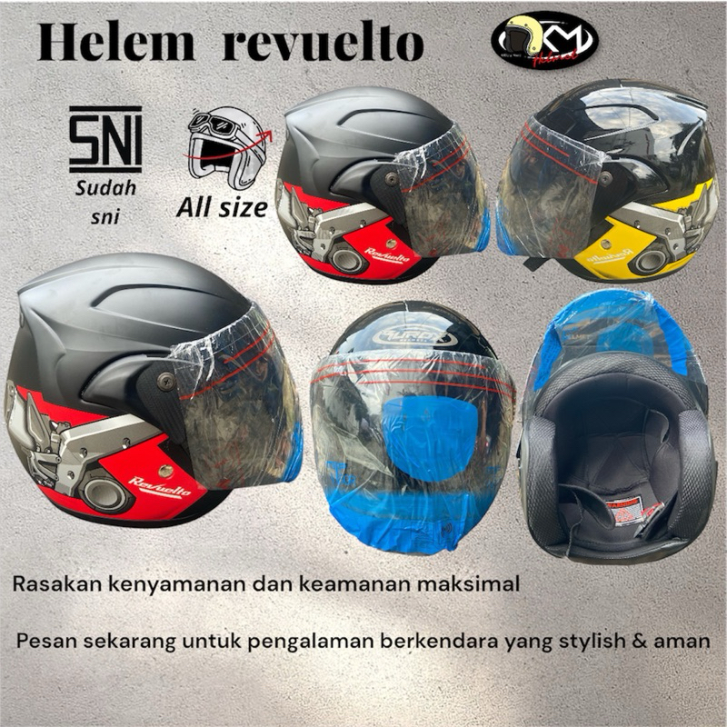 Evolution HELMET/ Revuelto HALF FACE MOTIF GM EVO MODEL | Shopee Malaysia