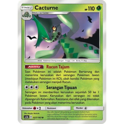 Pokemon TCG INDONESIA CACTURNE AS3A 027/183 | Shopee Malaysia