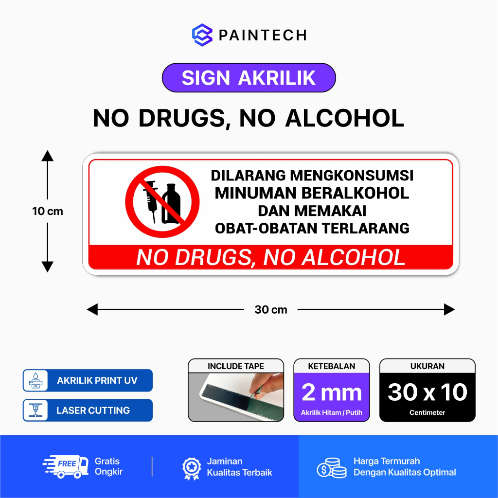 Acrylic Sign Drugs & Alcohol Print UV Signage Size 30 X 10 cm | Shopee ...