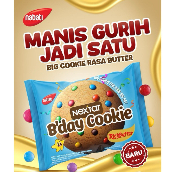 Nabati NEXTAR BDAY BIG COOKIE 30GR BUTTER FLAVOR BISCUIT COLOR HALAL ...