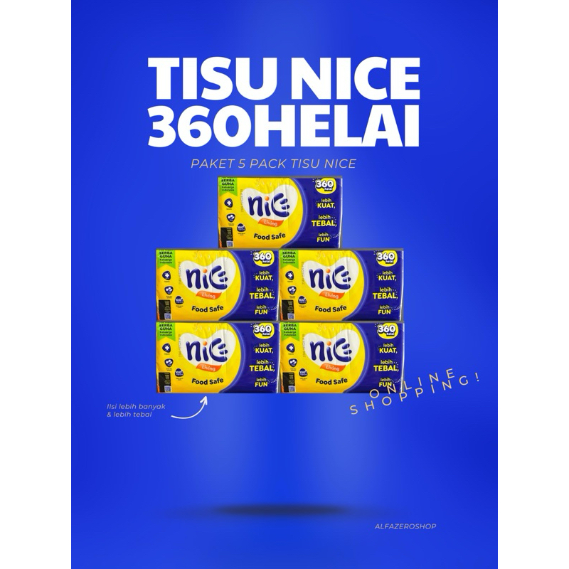(Package Of 5 Packs) Nice 360 Sheet Tissue, 180 Sheets / 2ply - Facial ...