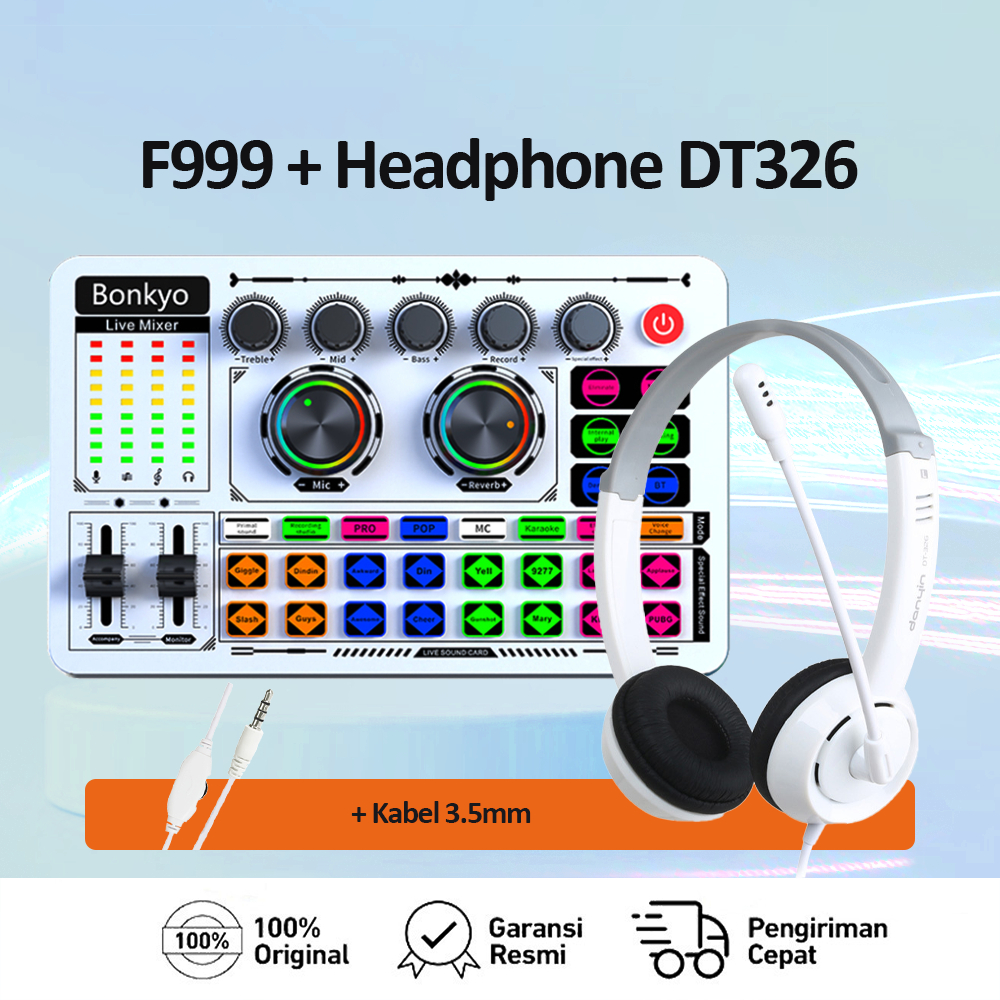 PERALATAN F999+headphone sound card set Singing or live broadcast ...