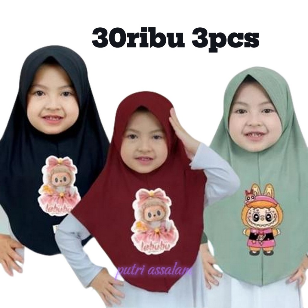(30 Thousand get 3pcs) package Instant Hijab for Muslim Children Labubu ...