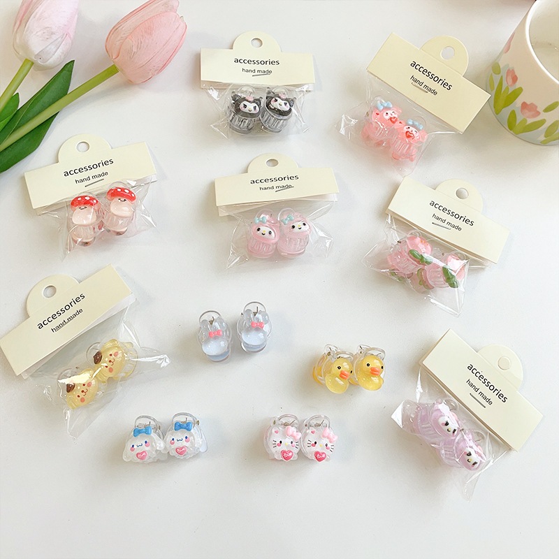 Cute mini hair clips for girls sanrio mini kuromi melody keropi ...