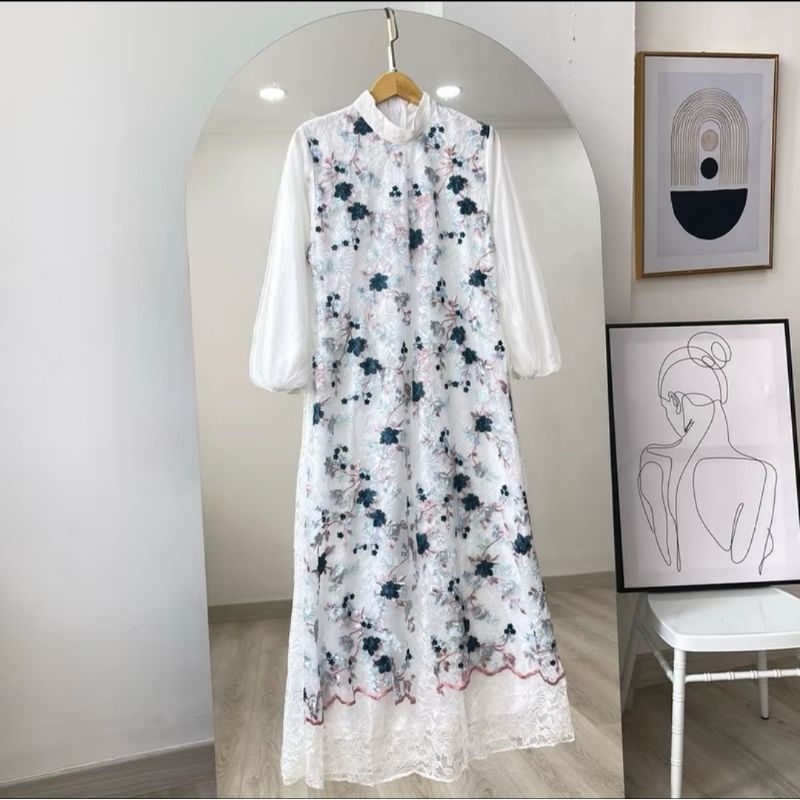 Zaraya Gamis Brukat by Calamary | Caliana dress By Calamary | Akleema ...