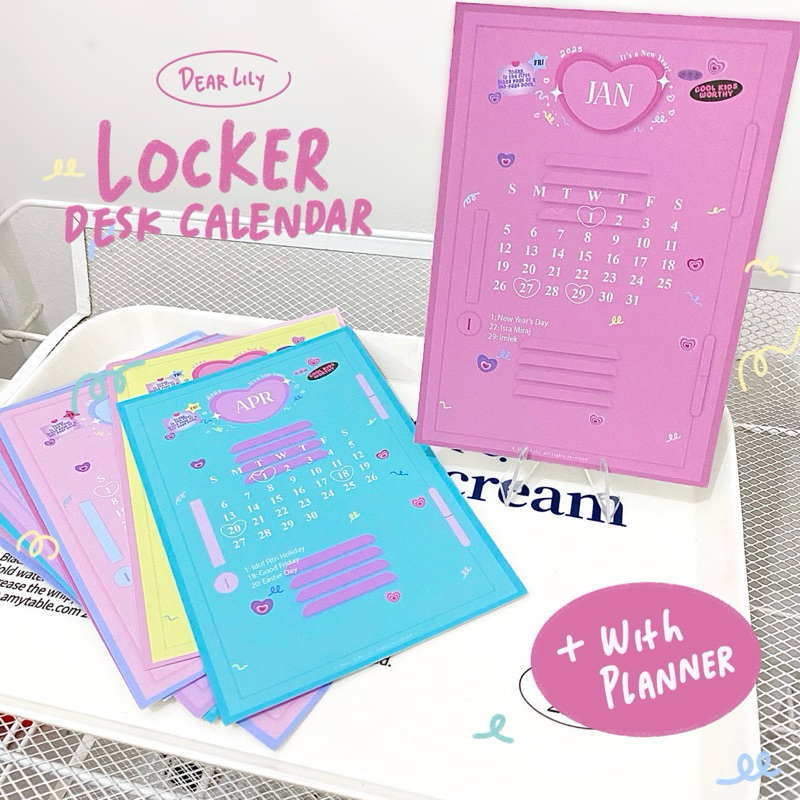 KAYU Dear Lily - 2025 Aesthetic School Locker Design Desk Calendar / Plnner Calendar / 2025 ...