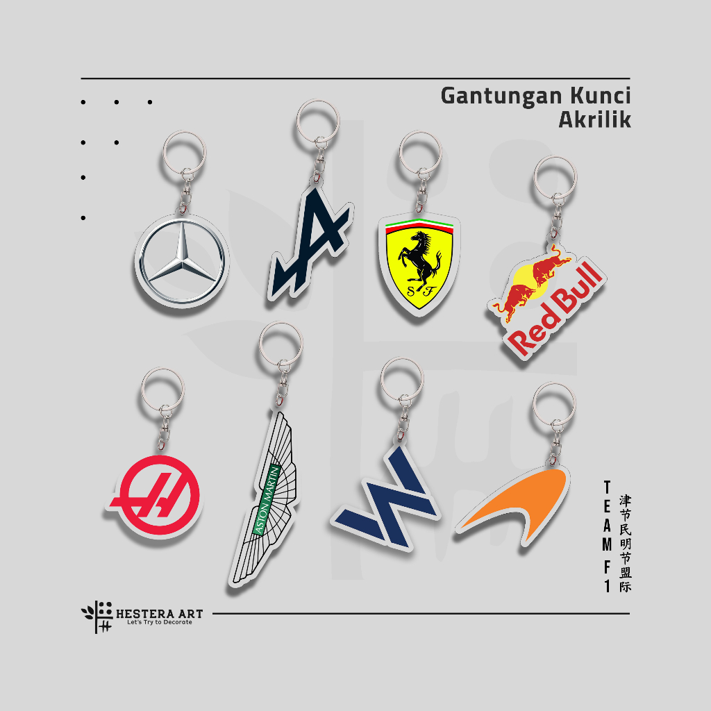 GANTUNGAN F1 Acrylic Keychain | Team Formula One F1 Acrylic Key Chain ...