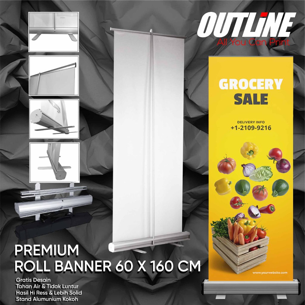 Roll UP BANNER ALUMINUM 60X160 CM & STRONGER FREE DESIGN | Shopee Malaysia