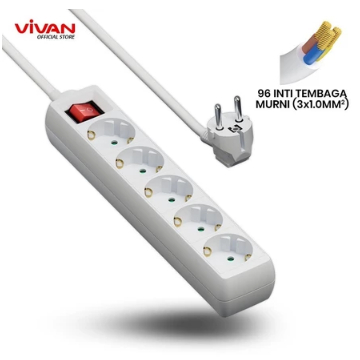 Vivan VPS-H003A Plastic Pure Copper Core 5 Hole Switch Socket | Shopee ...