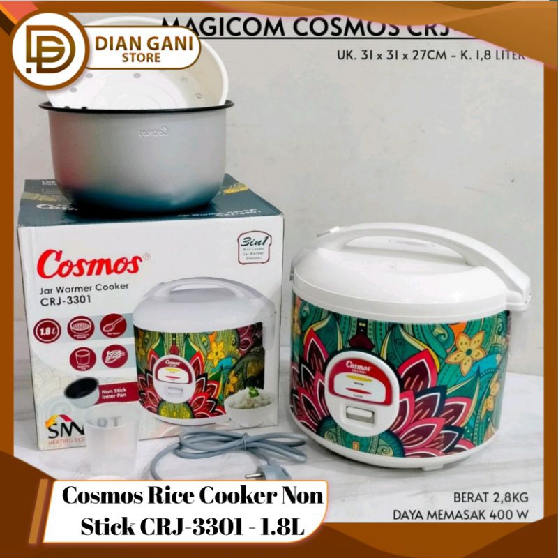 Cosmos MAGIC COM RICE COOKER CRJ 3301 BATIK / CRJ3301 BATIK CAPACITY 1,8 LITER 3IN1 | Shopee ...