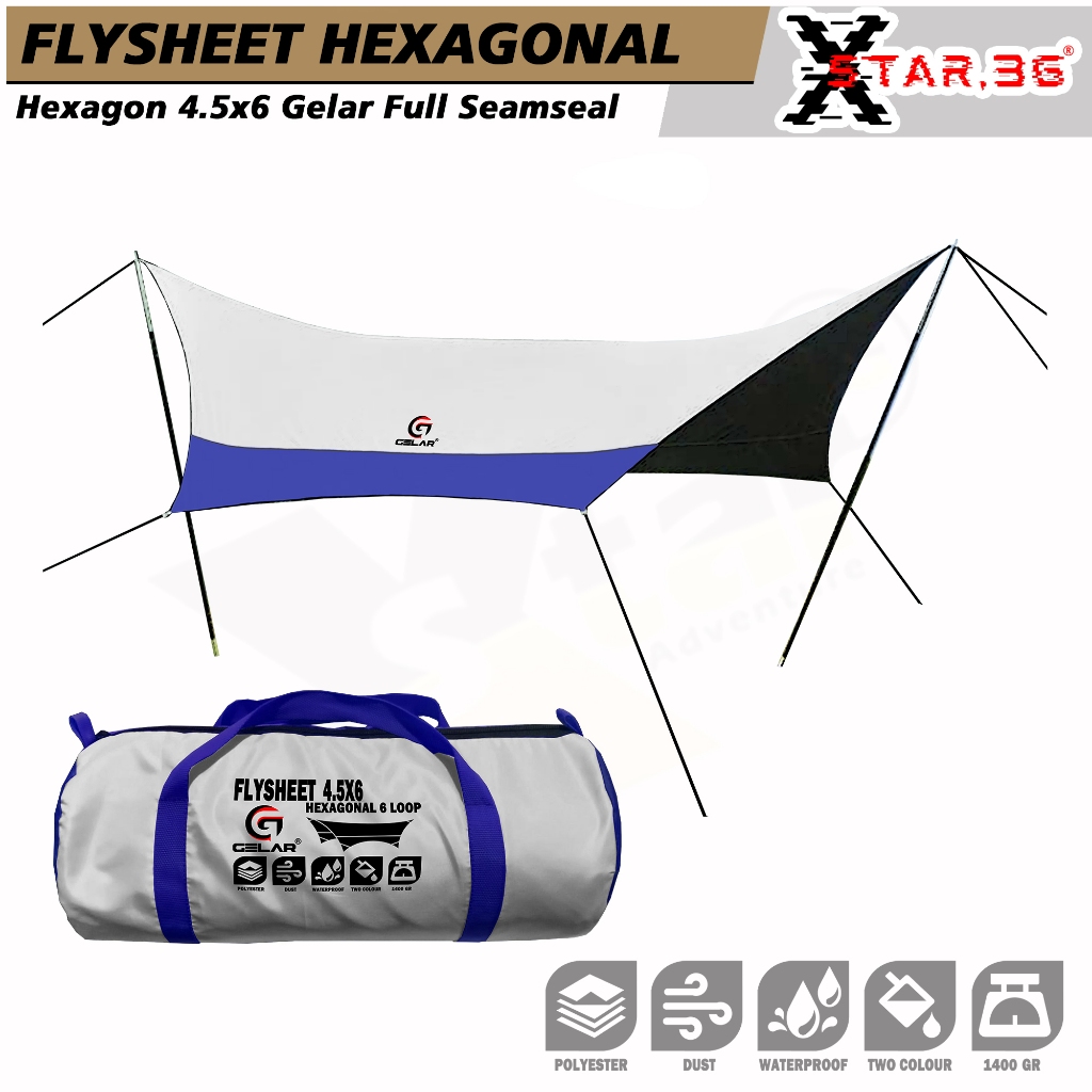 TENDA Waterproof hexagonal flysheet 4.5 x 6 camping tent flysheet full ...