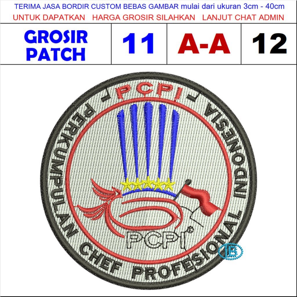 EMBROIDERED PATCH LOGO PCPI ORANISATION CHEF INDONESIAN PROFESSIONAL ...