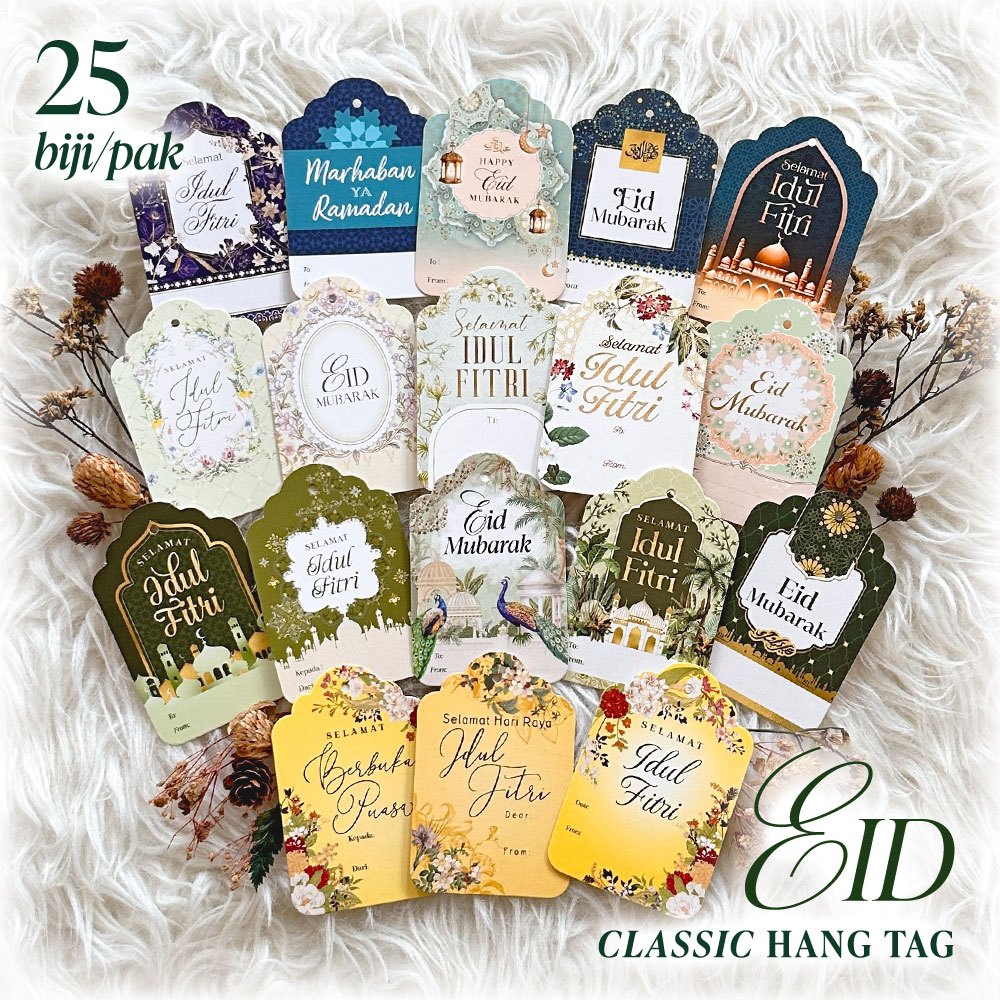 25pcs Eid Hang Tags / Eid Al-Fitr Hangtags / Mini Hari Raya Greeting ...