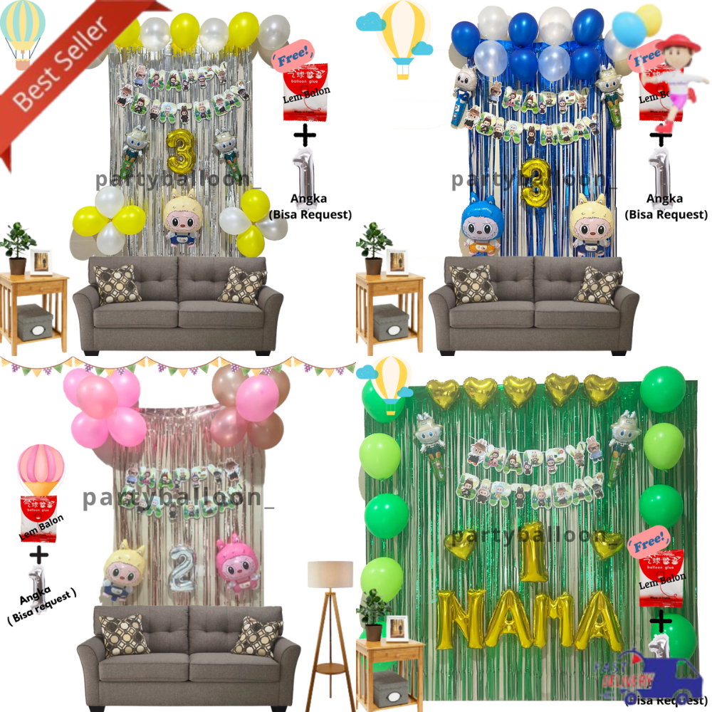Labubu Character Birthday Decoration Set Balloon Simple Labubu Birthday ...