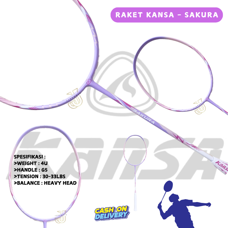 BADMINTON RACKET KANSA SAKURA FUJI 4U MAX 33LBS FULL CARBON MADE IN ...