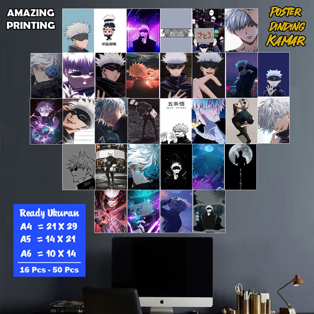 HIASAN DINDING Gojo Room Wall Poster / jujutsu kaisen Wall Poster ...