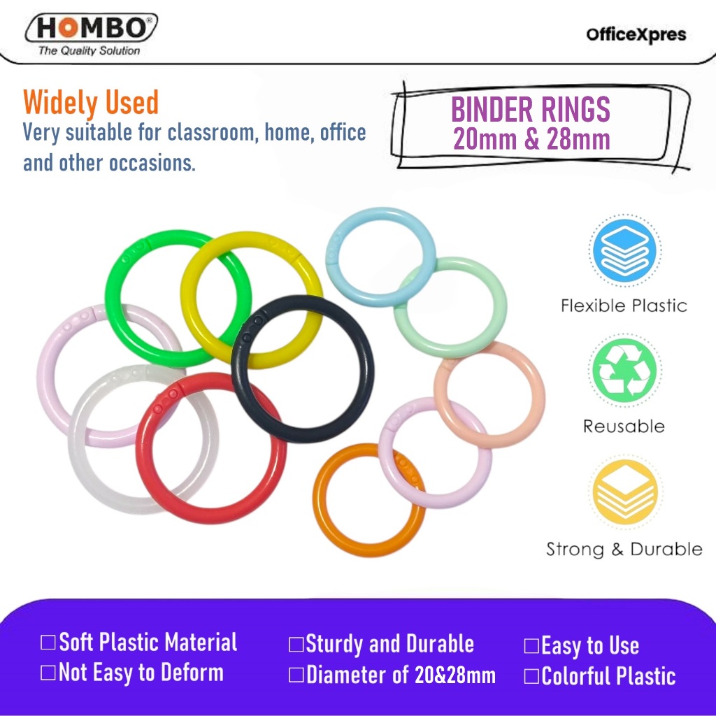 (100 Pcs) Binder Rings Plastic 20mm / Plastic Binding O Ring 28mm ...