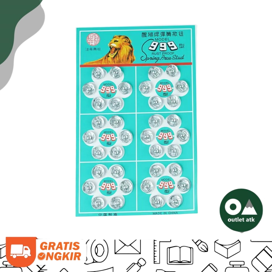 999 Lion Stamp Snap Buttons / Cetet Buttons (1 Sheet/36 Pcs) | Shopee ...