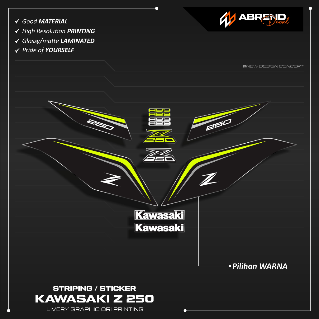 Sticker Z 250 ORI PRINTING / STRIPING KAWASAKI NINJA Z250 SIMPLE ...