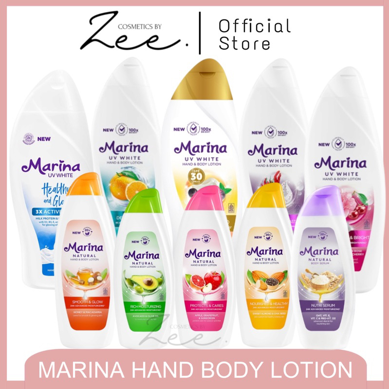 Marina Natural Hand & Body Lotion 24H Moisturizing | Uv White | Shopee ...