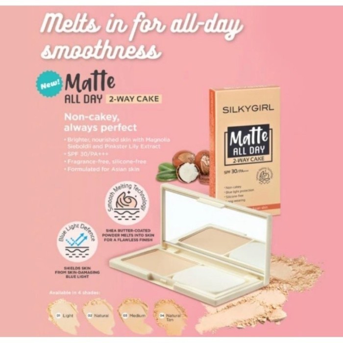 Silkygirl Matte All Day Two Way Cake SPF 30 PA+++ Pressed Powder 2-Way ...