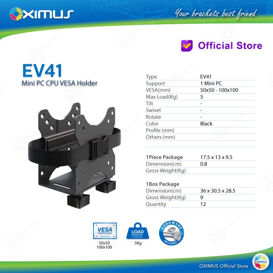 Bracket Mini PC CPU Holder Oximus EV41 Vesa Holder Pole Holder ...