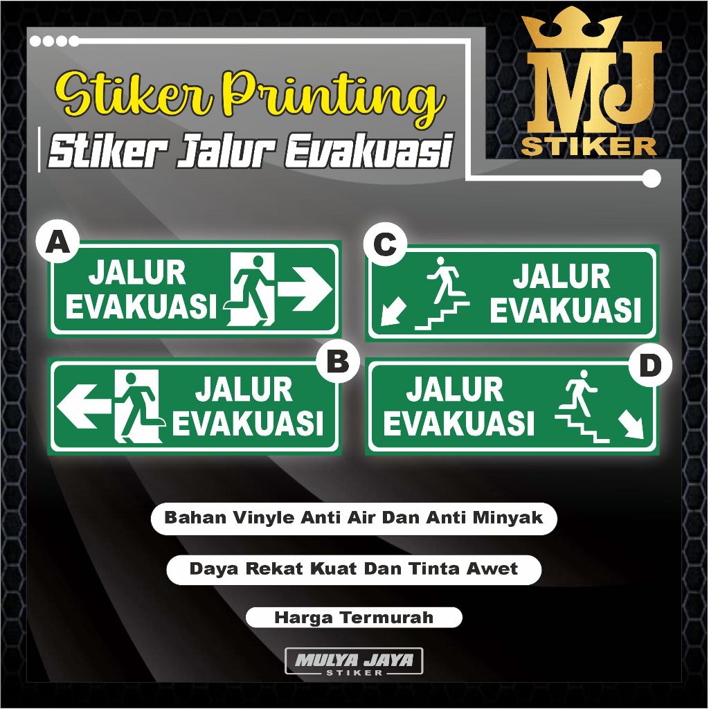 Mulya Jaya Evacuation Stickers / Evacuation Route Stickers / Evacuation ...