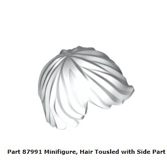 PUTIH Lego Part 87991 Minifigure Hair Tousled Side Part White Hair ...