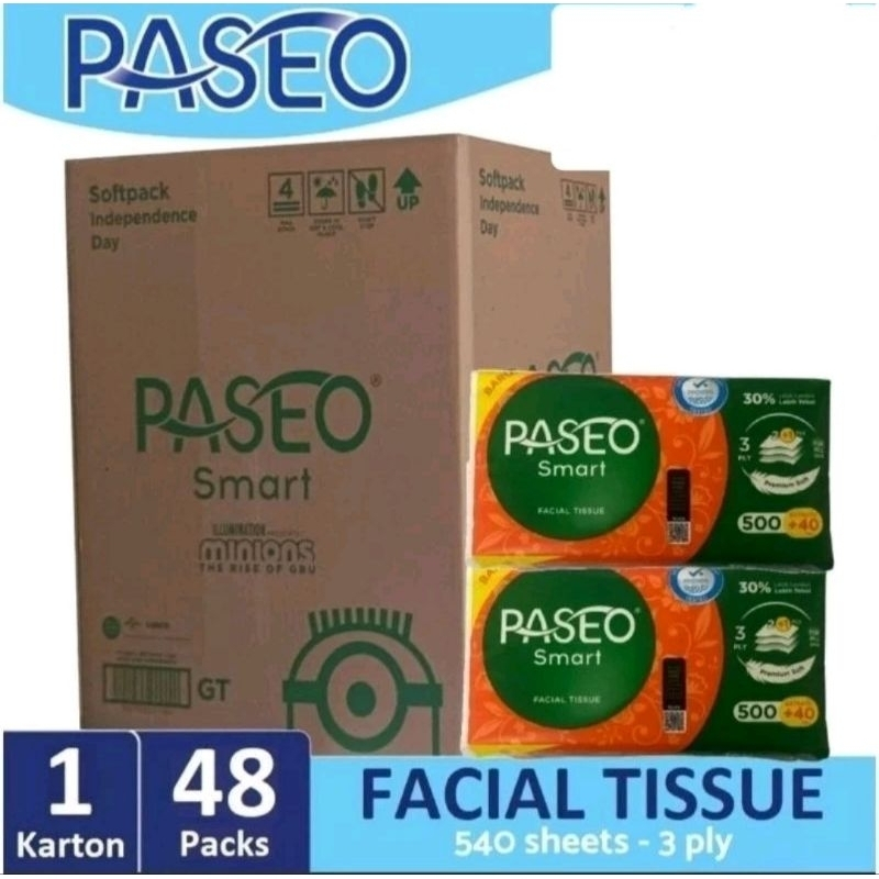 Paseo 1 Box Smart Tissue 540 (500+40) 3 Ply Contents 48 Pcs Facial ...