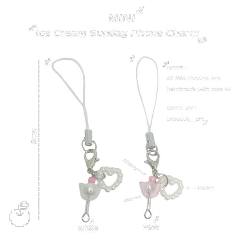 Ice cream sunday phone charm (mini version) (Price Is For 2pcs ...