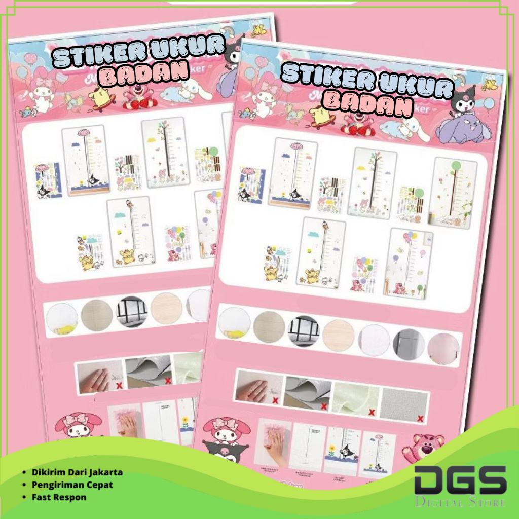 Dgs Sanrio Character Wall Children's Height Measuring Sticker | Shopee ...