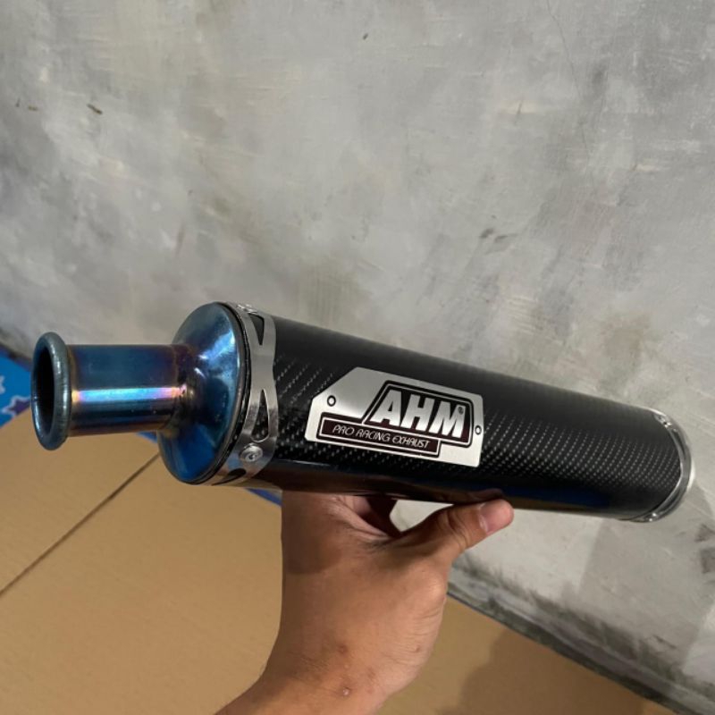 Ahm Exhaust/Ekzos 2Stroke Carbon stainless blue Type - Muffler Ahm ...