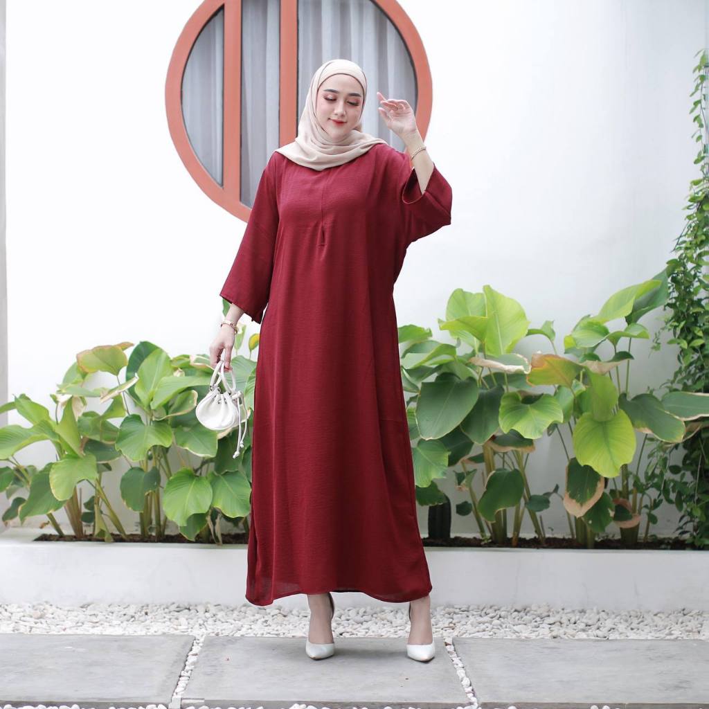 Modern Plain Crinkle Robe Negligee With Sleeves 3/4 Ankle Length Jumbo ...