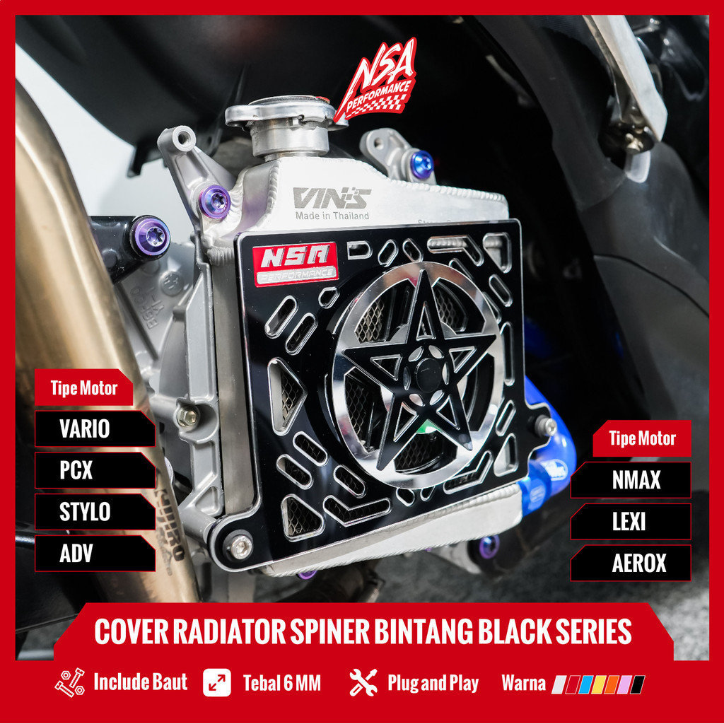 Nsa COVER Radiator SPINER Bintang BLACK SERIES VARIO PCX NMAX AEROX ADV LEXI STYLO COVER ...