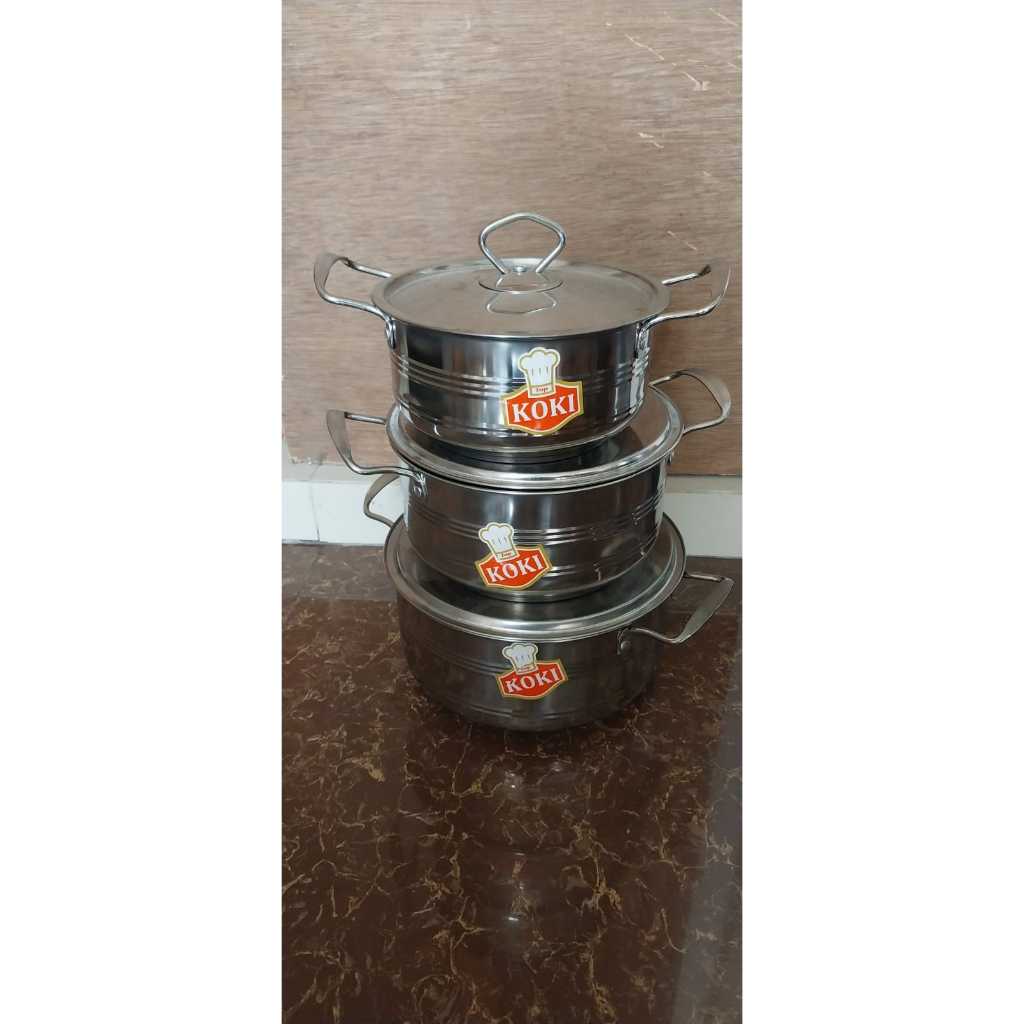 Pan set 304 KOREA stainless steel set of 3 NICE SUPRA 555 tupperware ...
