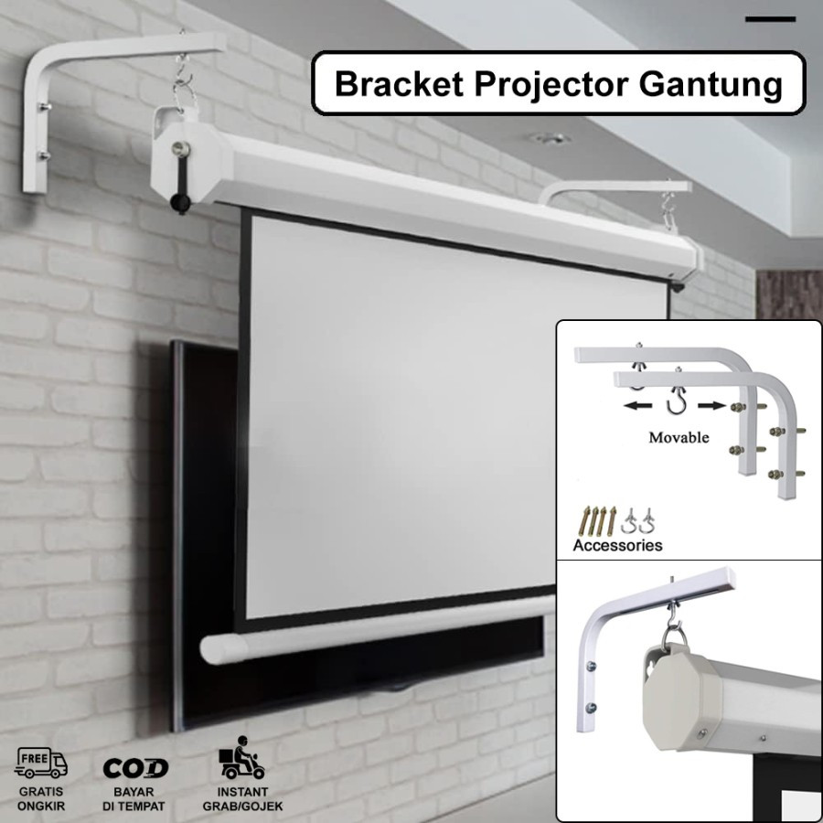 Universal Adjustable Hanging Projector/Projector Screen Bracket L ...