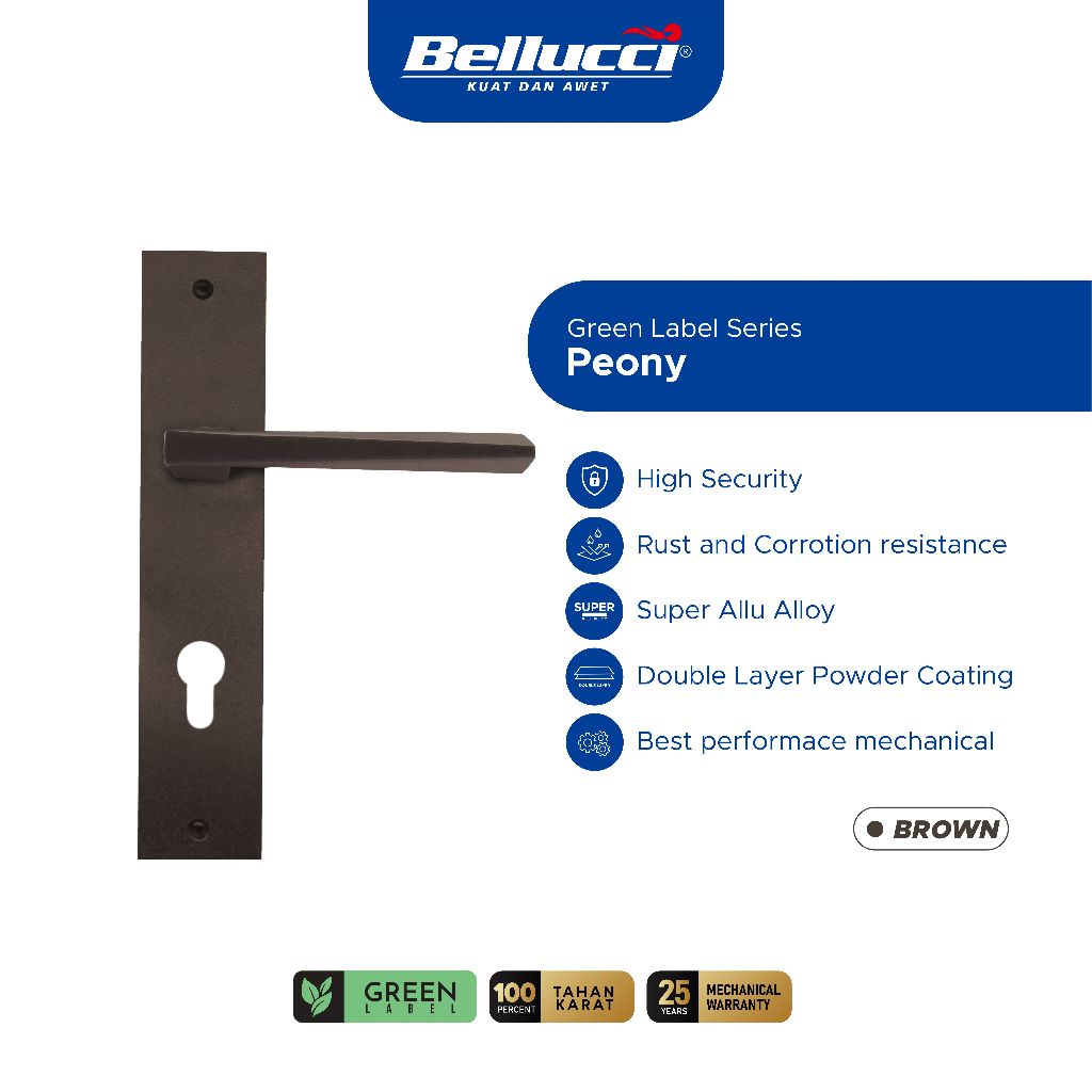 Bellucci Door Lock Lock LOCKSET COMPLETE GREEN LABEL PEONY BROWN ...