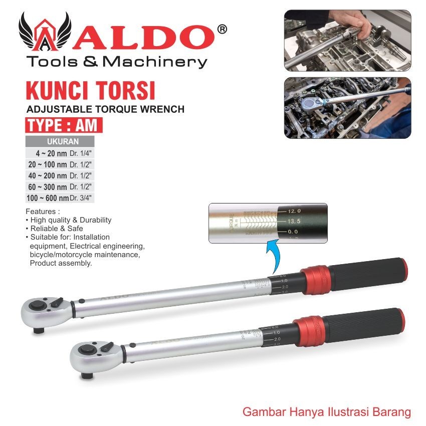Type TORQUE WRENCH : AM / ADJUSTABLE TORQUE WRENCH / MOMEN KUNCI ...